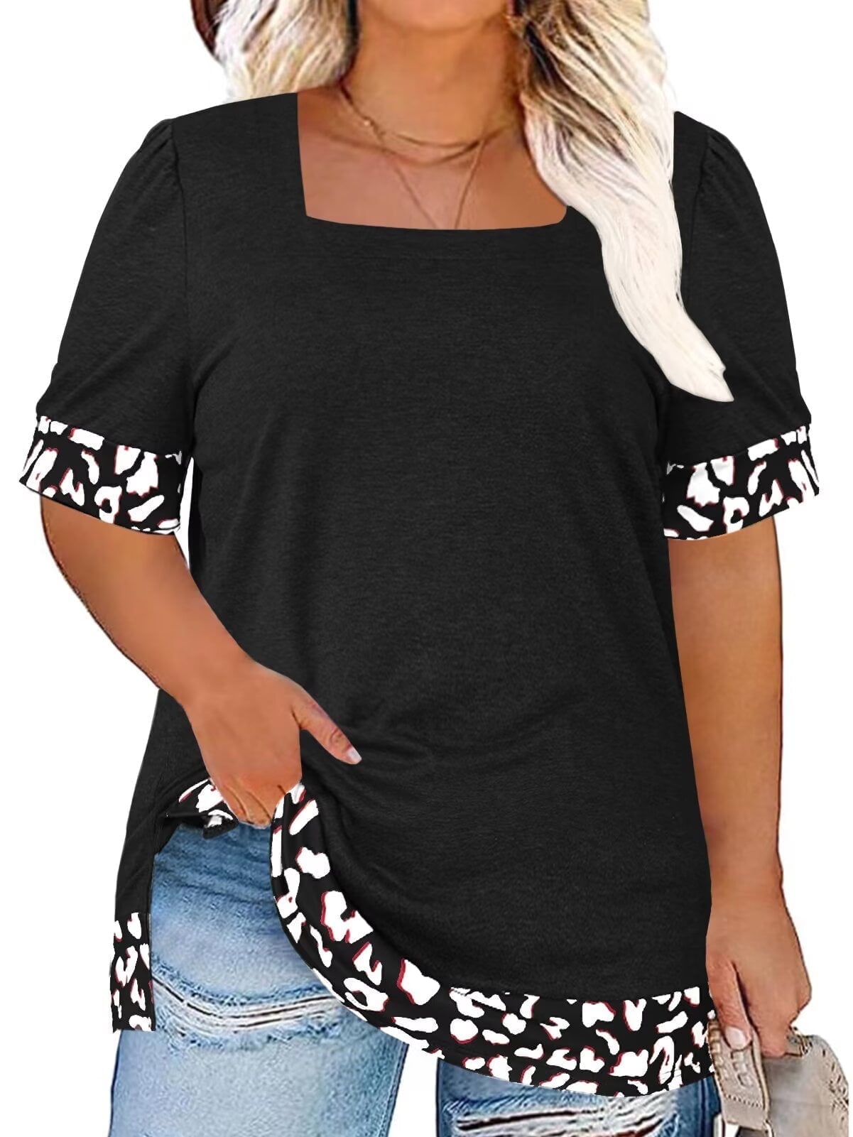Plus Size Tops for Women 2025 Business Casual Color Block Shirts Cute ...
