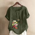 Plus Size Tops For Women Round Neck Short Sleeve Flower Printing Loose