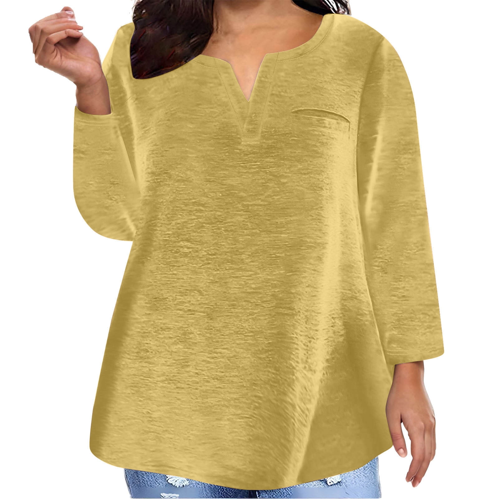 Plus Size Tops for Women S-5X Casual Long Sleeve V Neck Oversized T ...