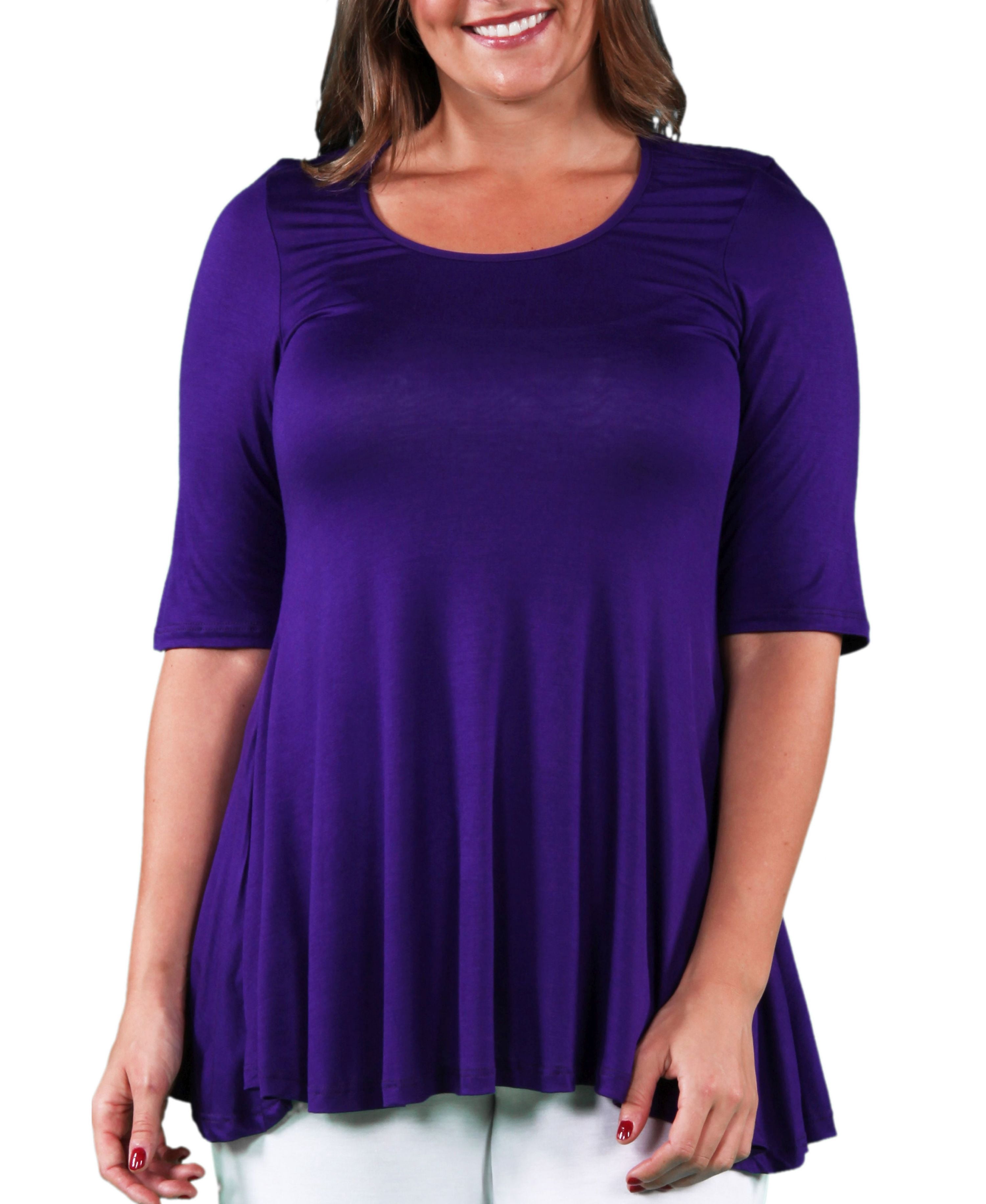 Plus Size Tunic Top Purple 1X - Walmart.com