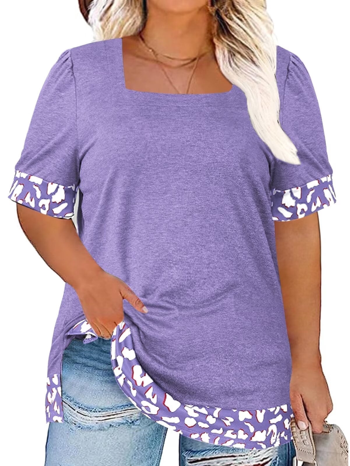 Plus Size Tunic Tops for Women Loose Fit Dressy Short Sleeve Shirts ...