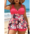 Plus-Size Two-Piece Tankini Swimsuit Set — Tropical Print with Front ...