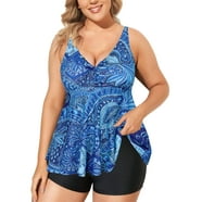 Plus Size Swimsuit for Women, Tummy Control Swimdress Two-Piece ...