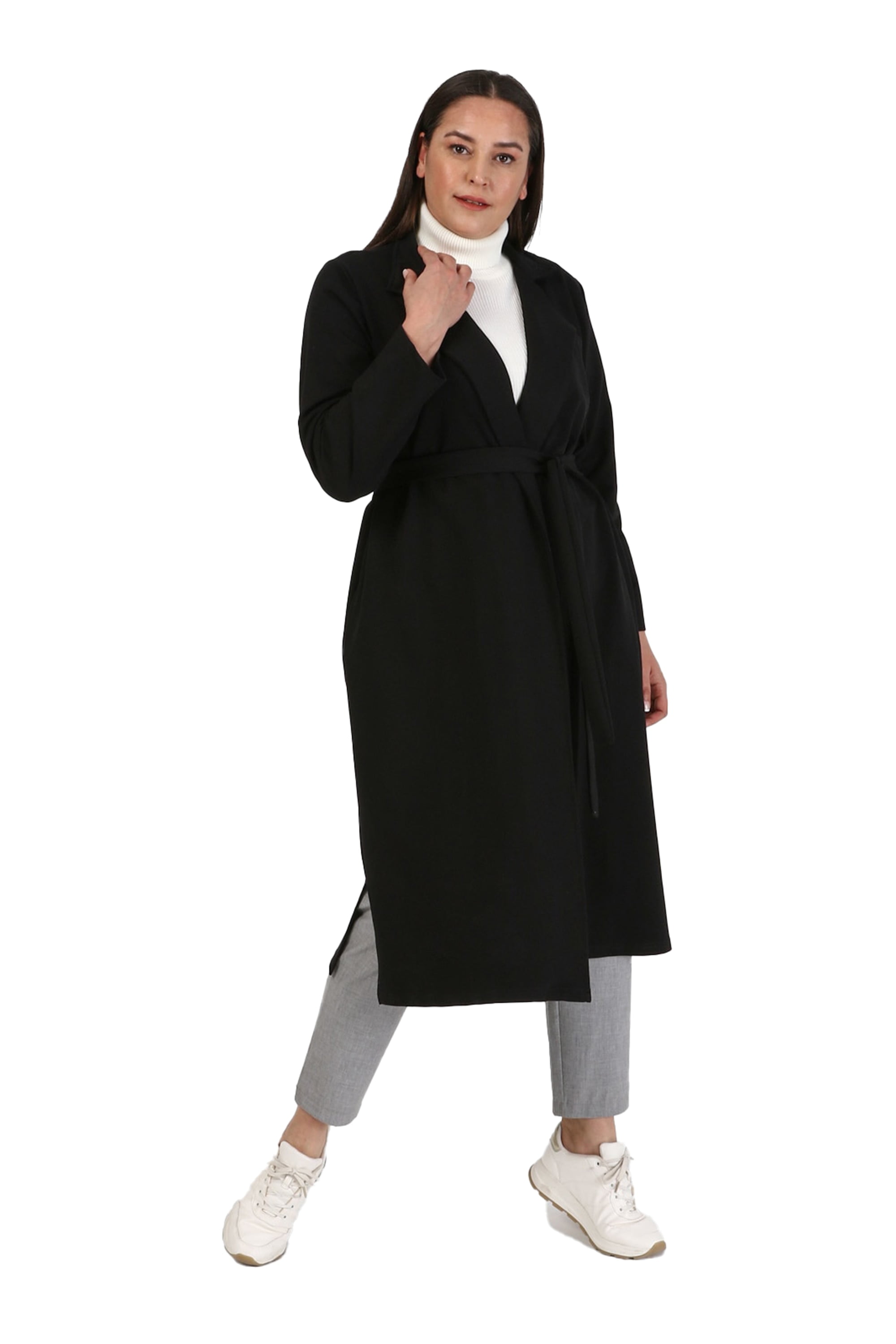Plus Size Two-Thread Orme Cape Black With Belt Detail - Walmart.com