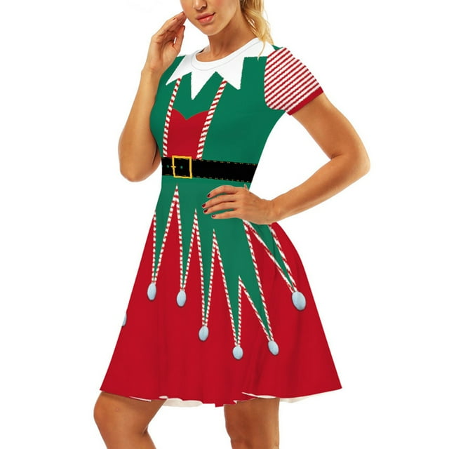 Plus Size Ugly Christmas Dress For Women Short Sleeve A Line Dress