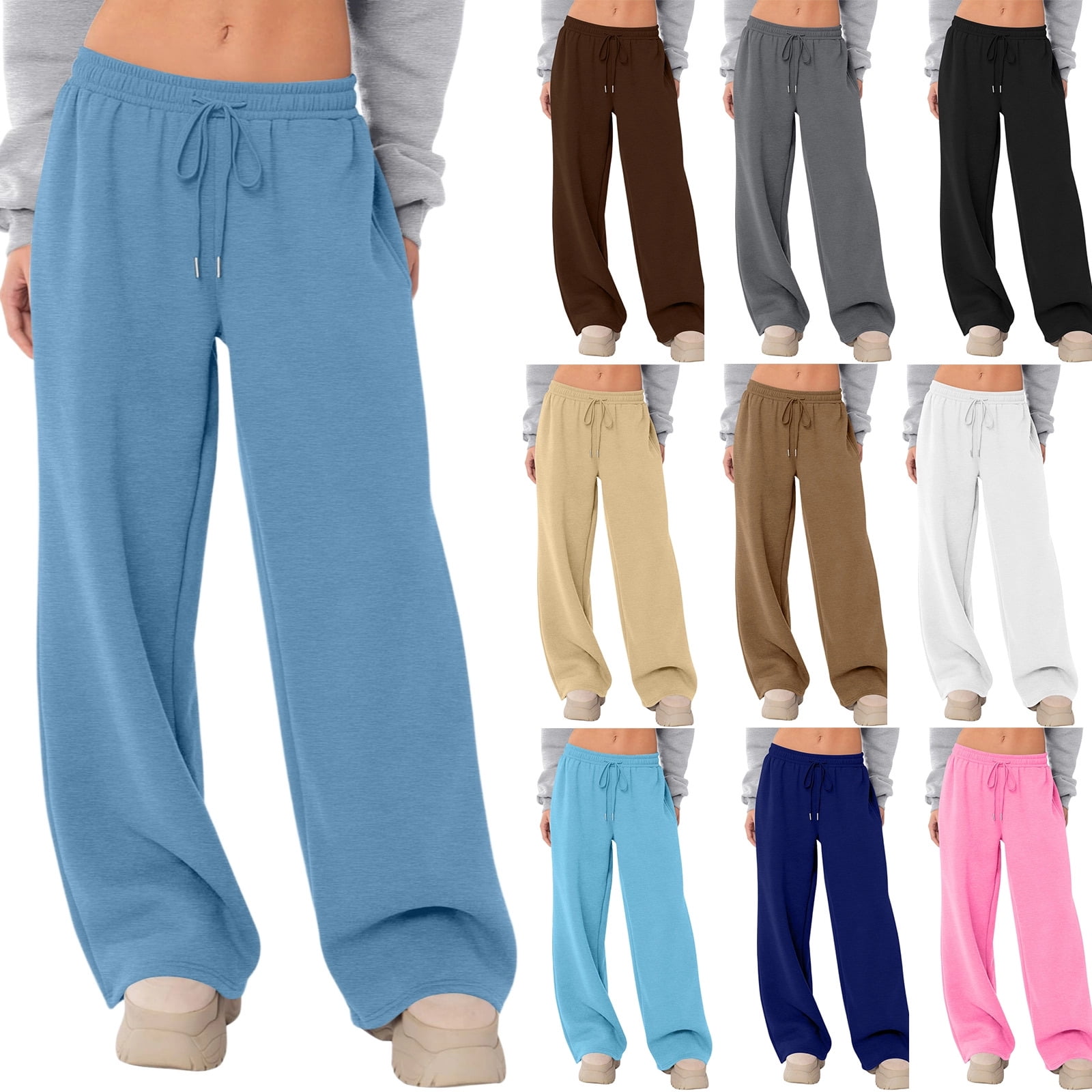 Plus Size Wide Leg Pants for Women Yoga Sweatpants Lounge High Waisted ...