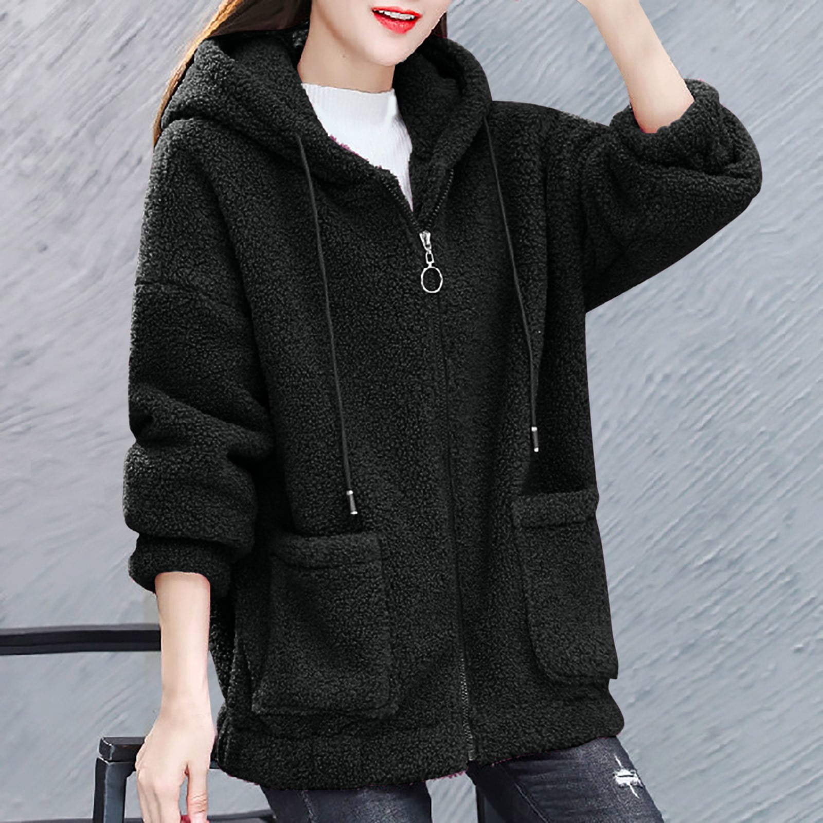 Plus Size Winter Coats for Women M-5X with Pockets and Hooded Fleece ...