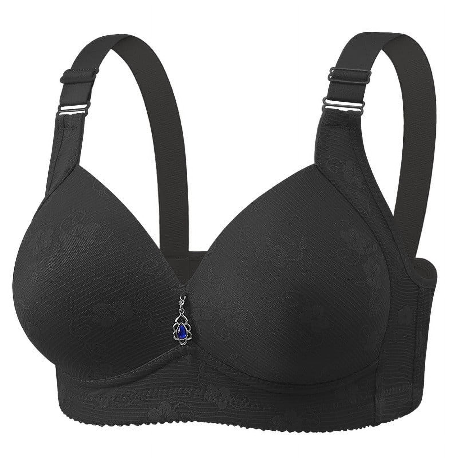Plus Size Wireless Flower Print Bra with Chest Padding, Elegant Wave ...