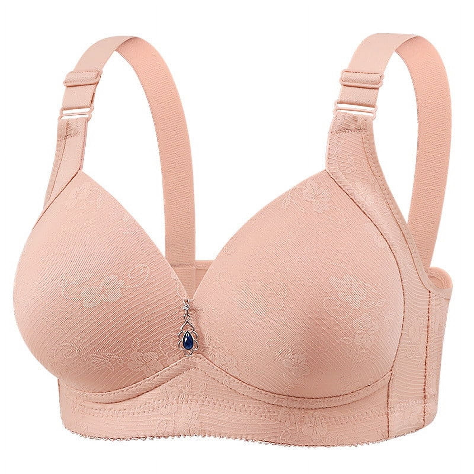 Plus Size Wireless Flower Print Bra with Chest Padding, Elegant Wave ...