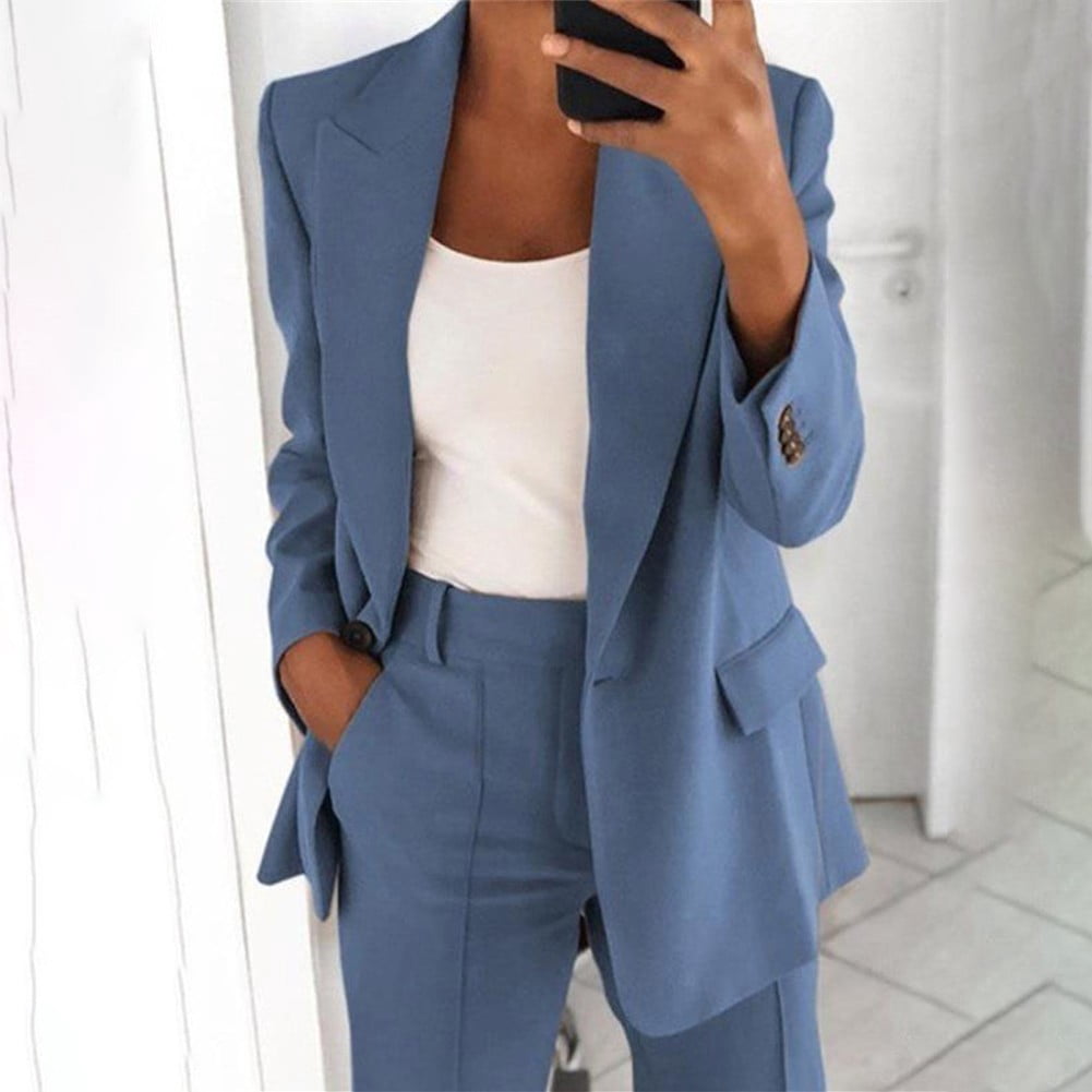 Plus Size Women Blazer Suit Ladies Formal Work Jacket Office Slim Open ...