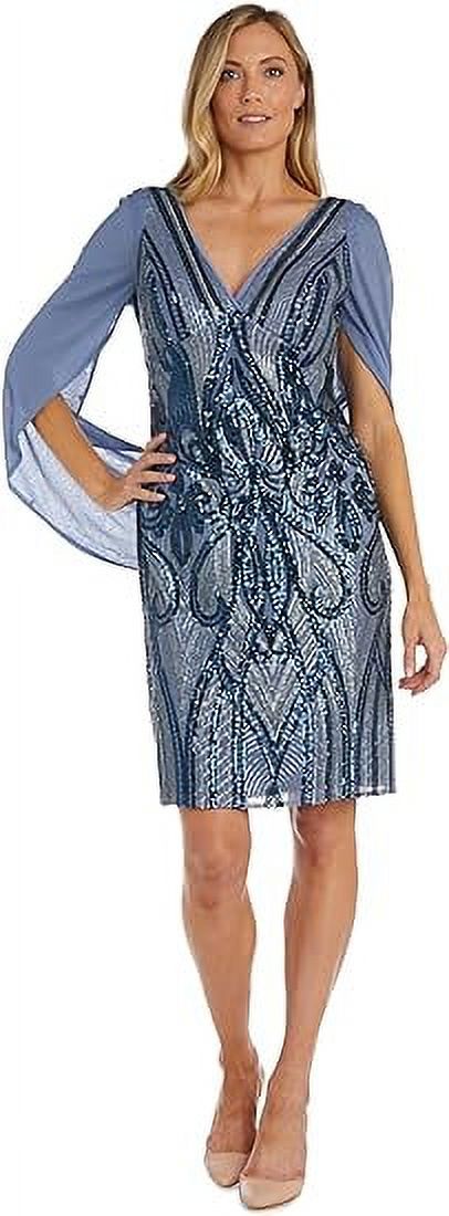 Plus Size Women Sequin Cocktail Cape Dress - Mother of The Bride Dress ...