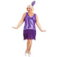 Plus Size Purple Fringe Flapper Costume for Women - Walmart.com