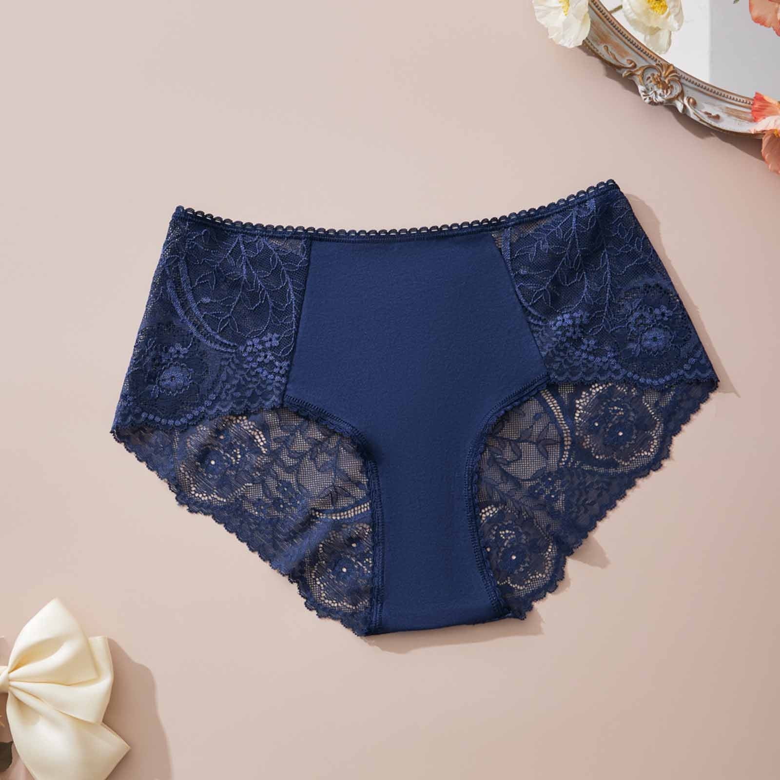 Plus Size Women's Casual Lace Panties Mid Waisted Floral Thin Lace ...