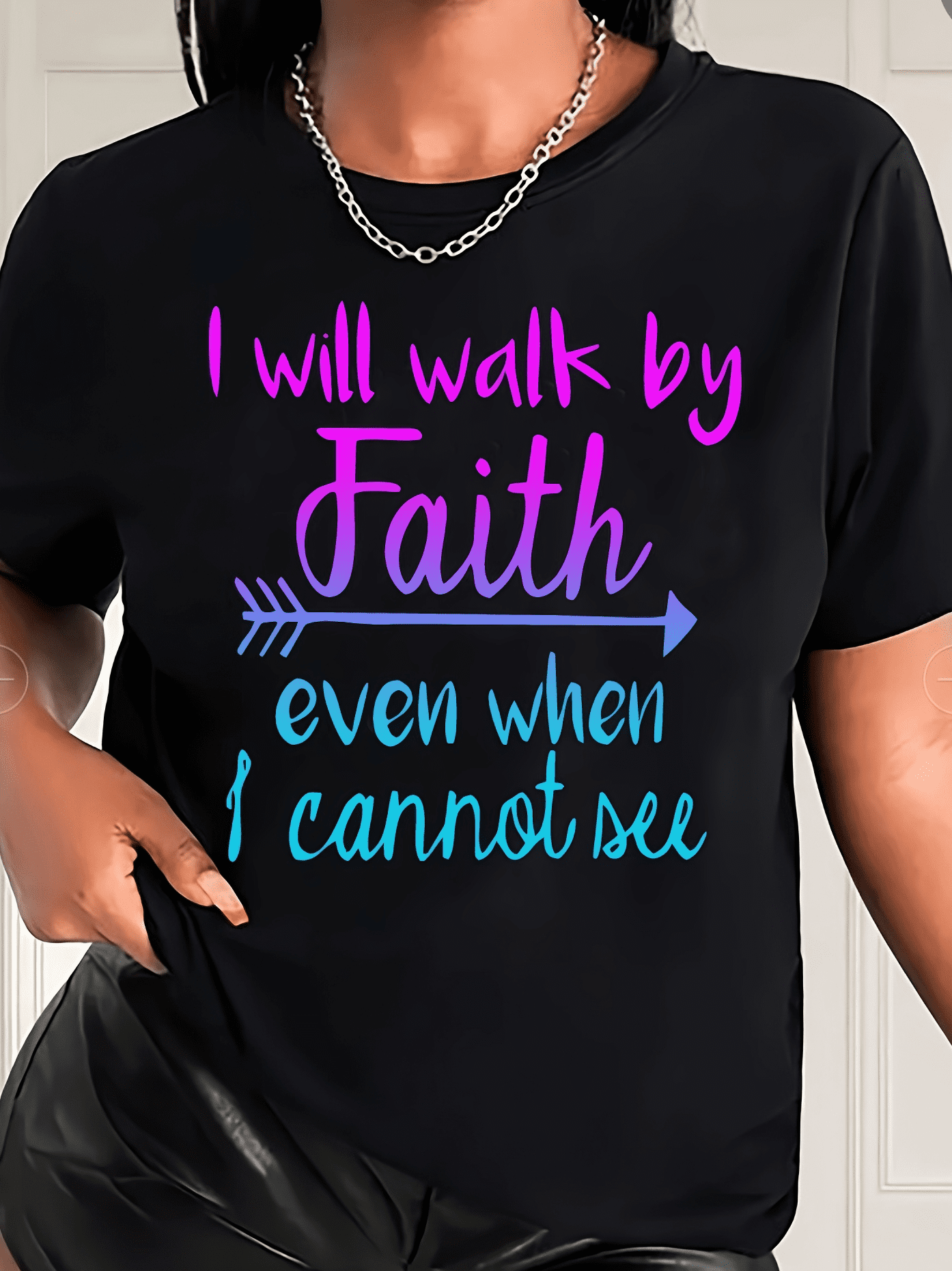 Plus Size Women's Casual Shirt Purple Faith Arrow Graphic Loose Short Sleeves T-Shirt - Walmart.com