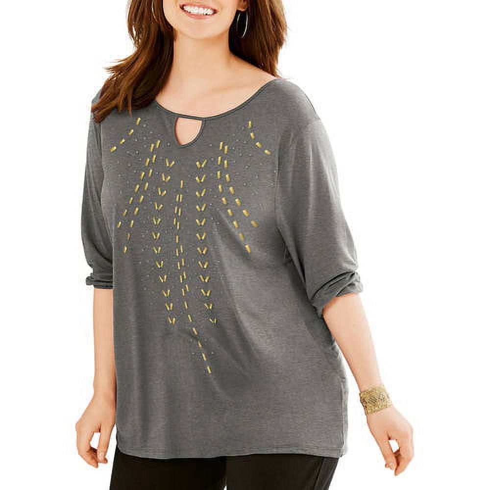 Plus Size Women's Keyhole Graphic Tunic - Walmart.com