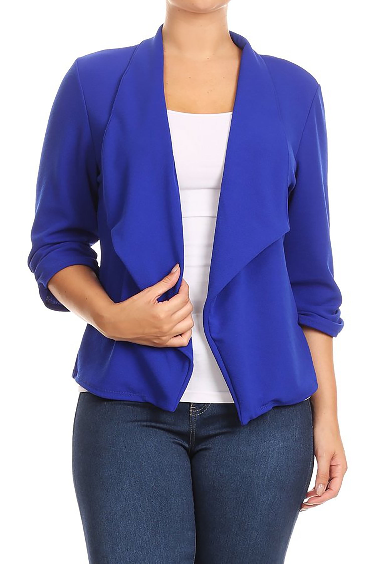 Plus Size Women's Trendy Style Open Front Solid Jacket - Walmart.com