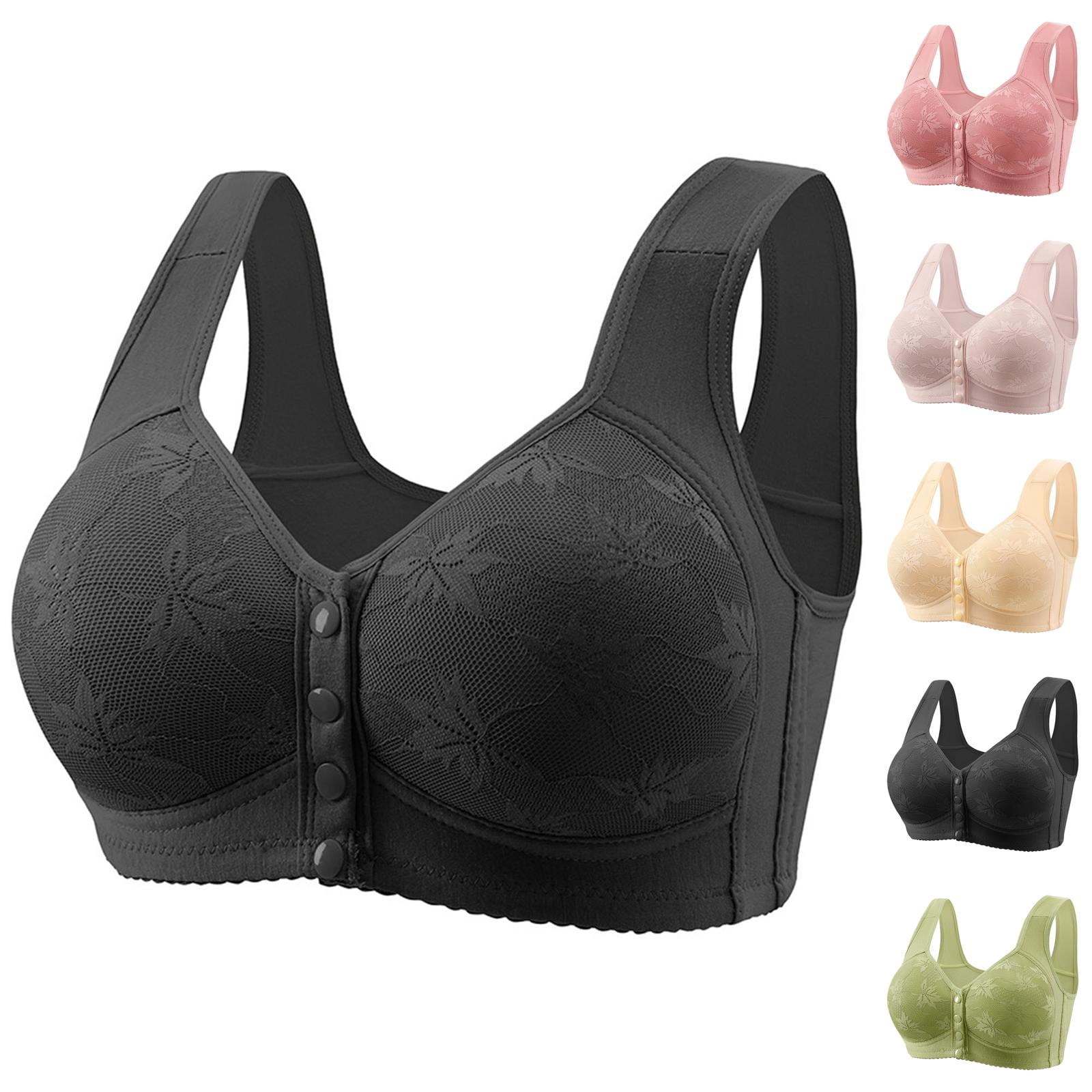 Plus Size Womens Bra Front Closure Bra Wireless Comfortable Supportive ...