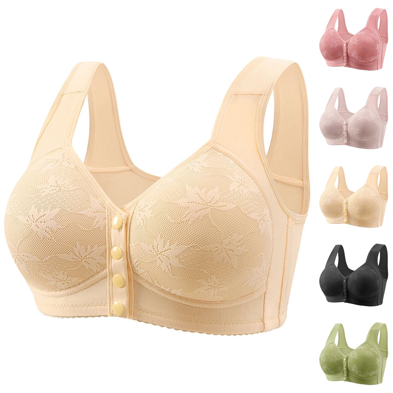Plus Size Womens Bra Front Closure Bra Wireless Comfortable Supportive ...