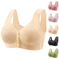 Plus Size Womens Bra Front Closure Bra Wireless Comfortable Supportive ...