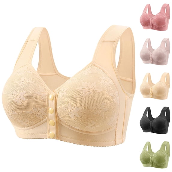 Plus Size Womens Bra Front Closure Bra Wireless Comfortable Supportive ...