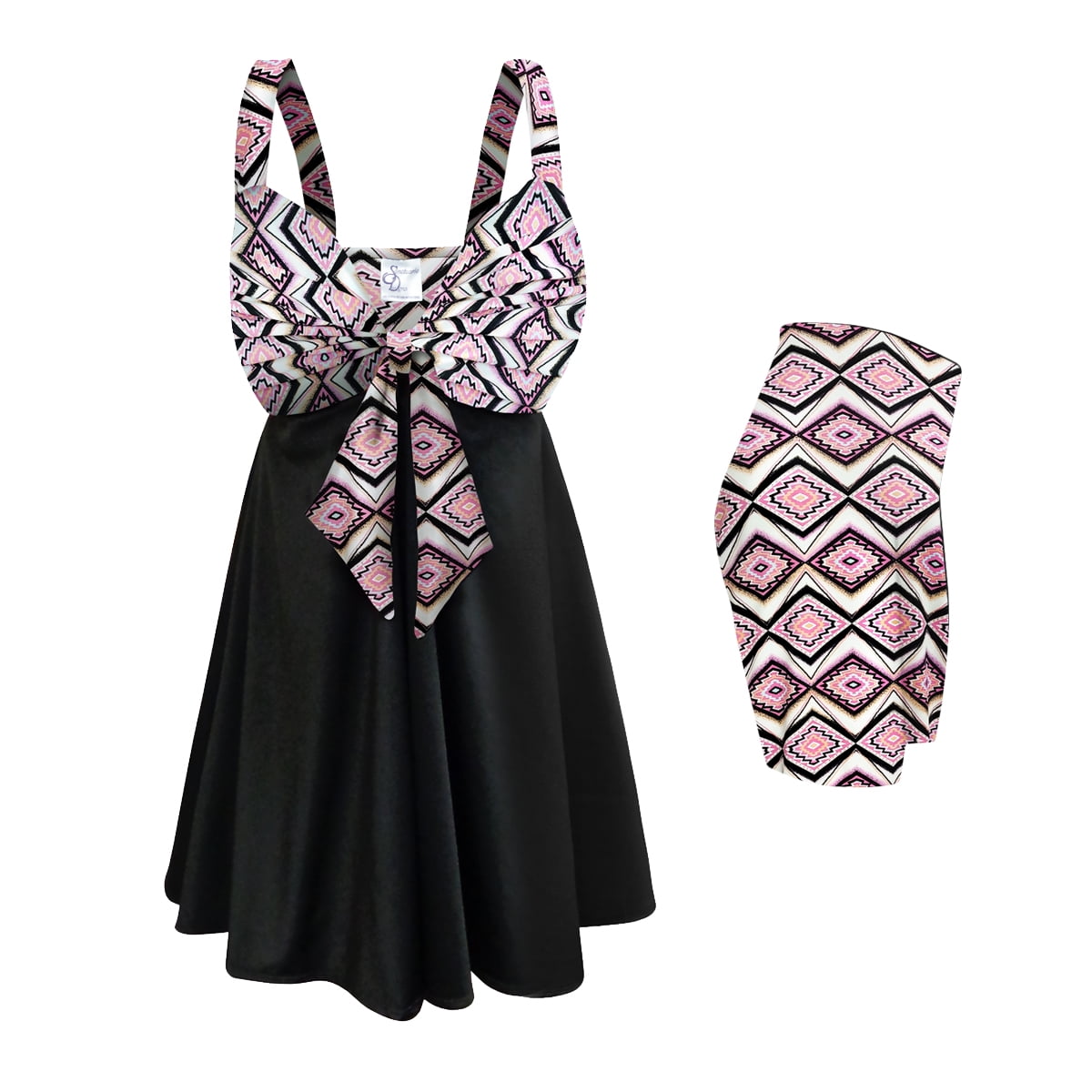 Plus Size Womens Swimsuit 1x Mandala Diamonds Two-Piece Swimdress ...