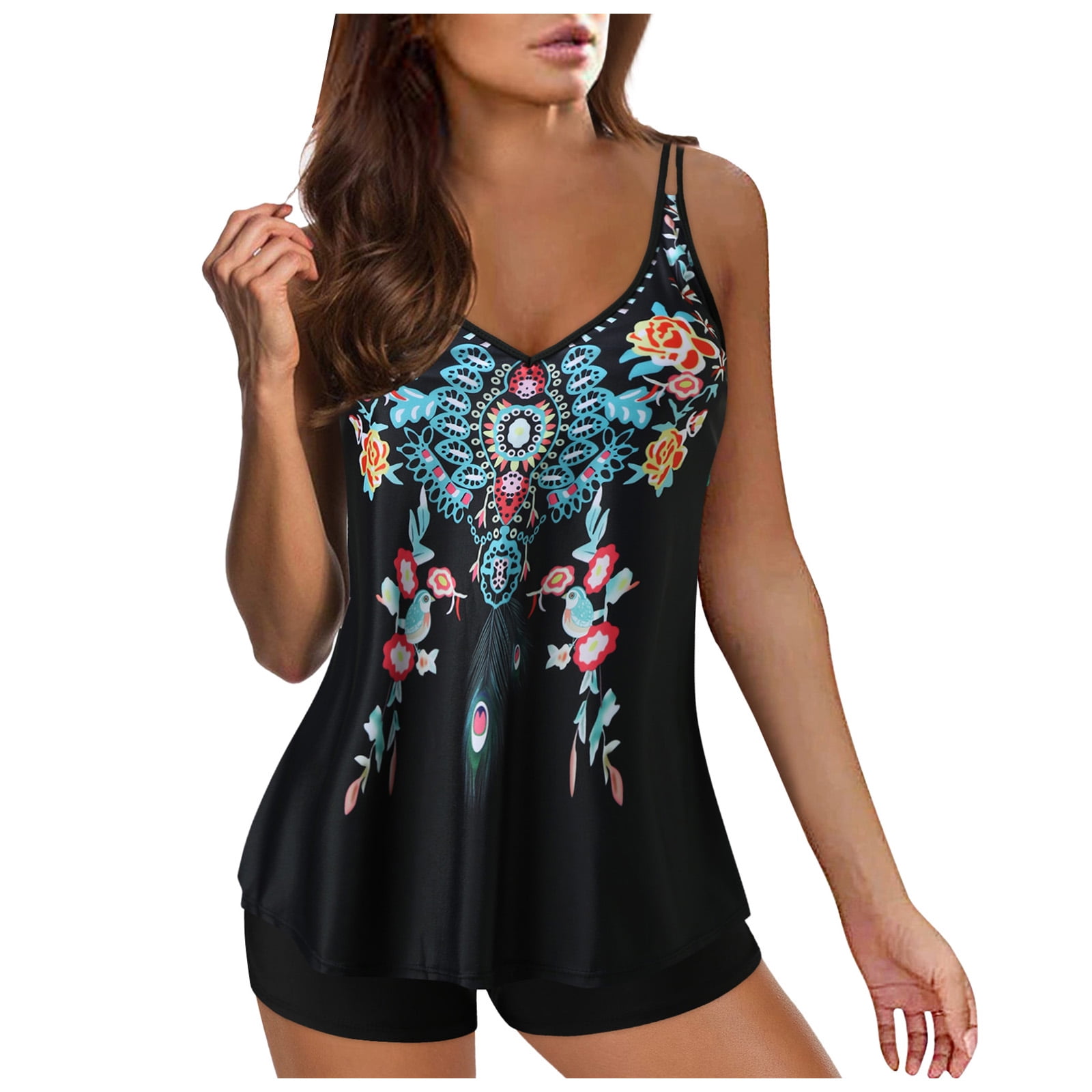 Plus Size Womens Swimsuits Tankini Swimsuit for Women 2024 Summer Two ...