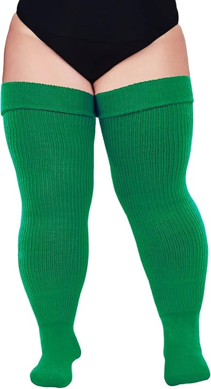 Plus Size Womens Thigh High Socks for Thick Thighs- Extra Long Thick ...