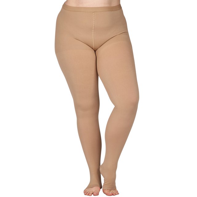 Plus Size Womens Toeless Opaque Compression Tights 20-30mmHg - Beige ... Plus Size Womens Toeless Opaque Compression Tights 20-30mmHg - Beige ...