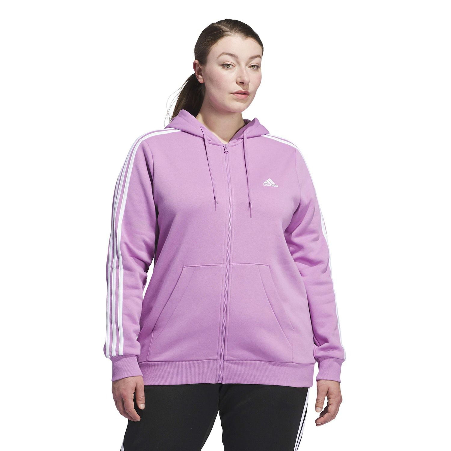 Plus Size adidas Essentials 3-Stripes Full-Zip Fleece Hoodie Color ...