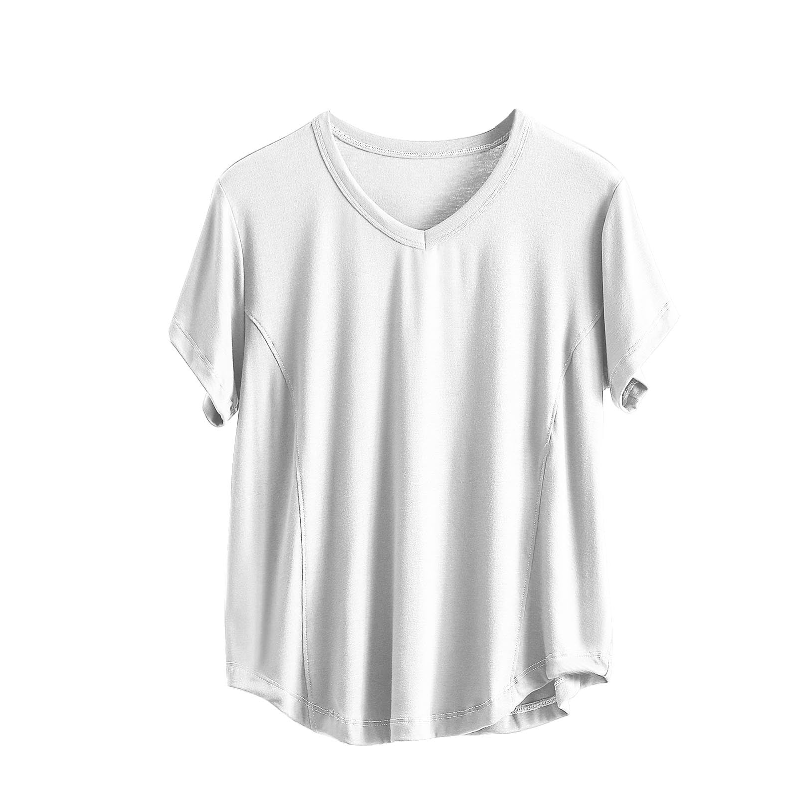 Plus Sized Pajama Top for Women V-Neck Base Layer Tops Short Sleeve ...