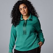 Plus Sized Simply Vera Vera Wang Satin Trim Scuba Half-Zip - Walmart.com