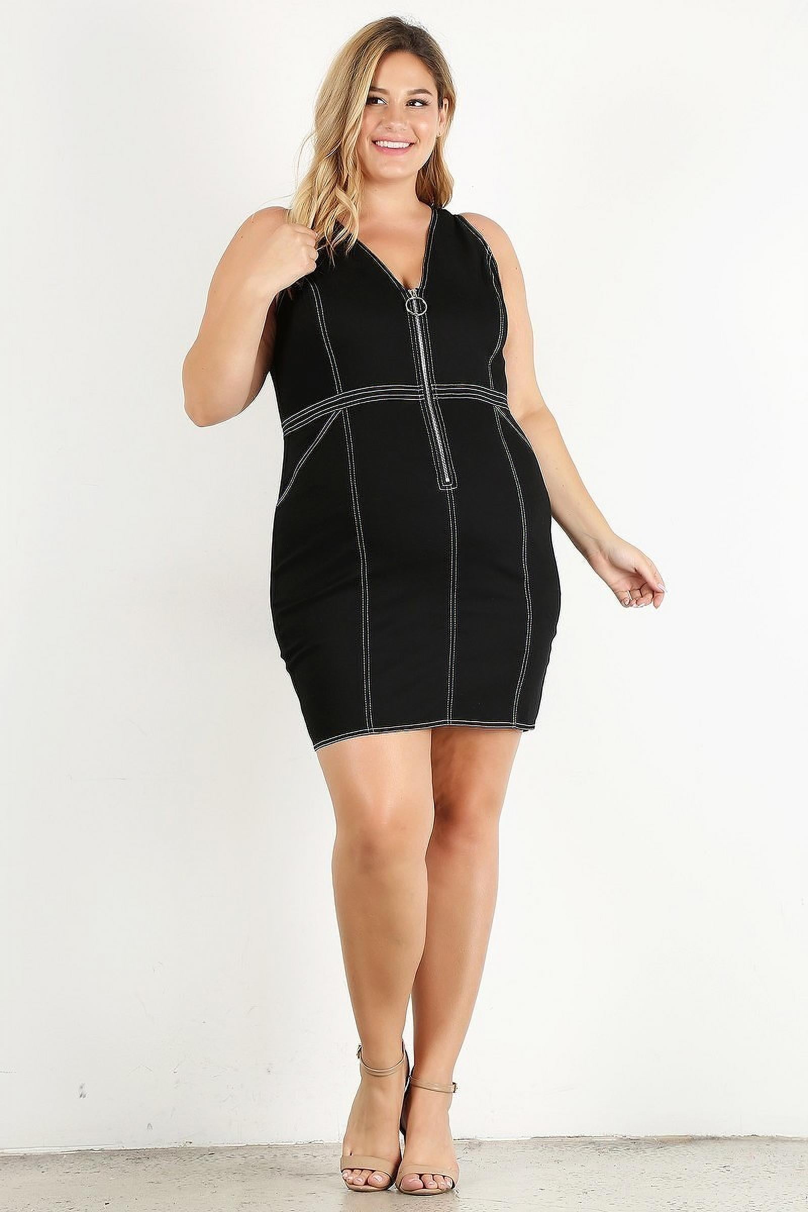 Plus Solid Bodycon Mini Dress 1XL - Walmart.com