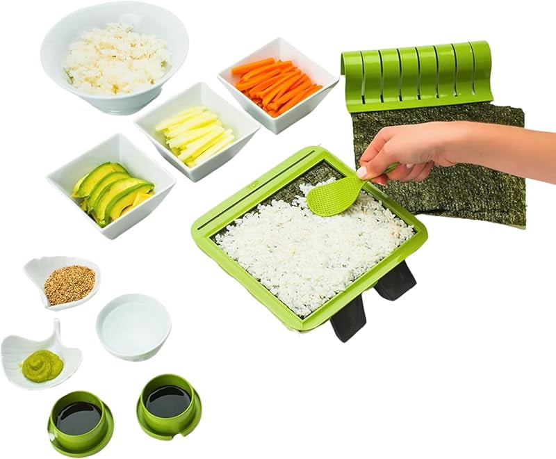 Plus Sushi Making Kit with Rice Frame, Rice Paddle, Rolling Mat, Roll ...