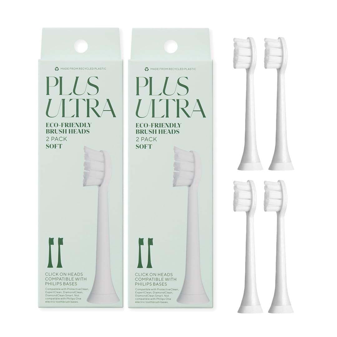 Plus Ultra Eco-Friendly Soft Toothbrush Replacement Heads (4 Pack ...
