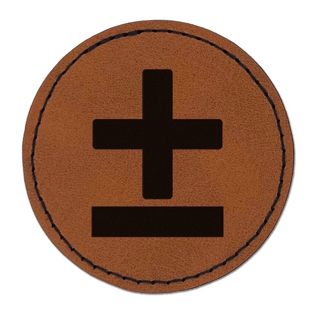 Plus or Minus Range of Values Math Symbol 2.5" Faux Leather Round ...