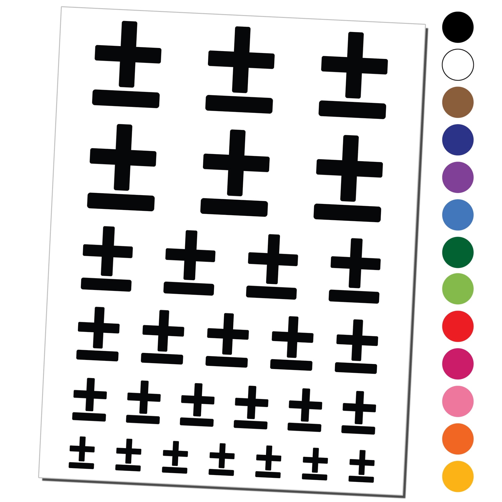 Plus or Minus Range of Values Math Symbol Water Resistant Temporary ...