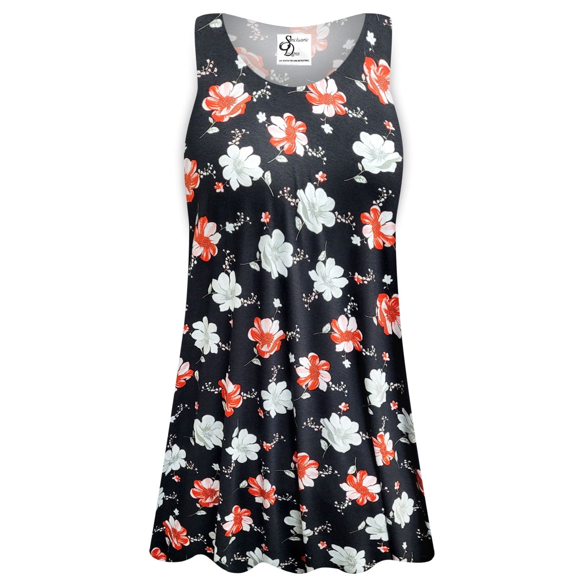 Plus size 3x Tall Womens Sleeveless Night Bloom Print Tunic Tops Casual ...