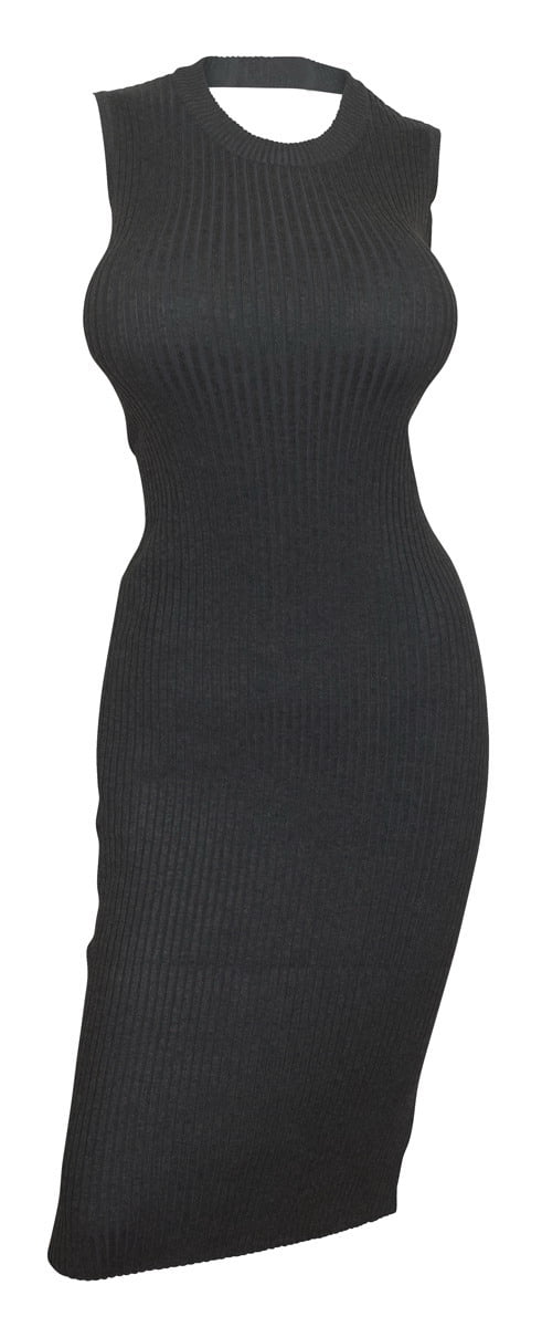Plus size Open Back Ribbed Sleeveless Dress Gray - Walmart.com