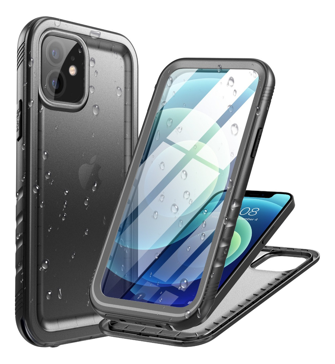 PlusAcc Waterproof Shockproof Case for iPhone 12, 12 Pro with Built-in ...