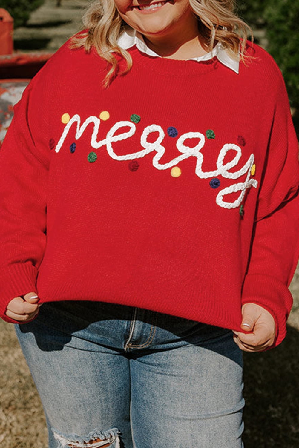 Plusashion Sparkling Merry Red Plus Size Sweater - Cozy Holiday Style ...