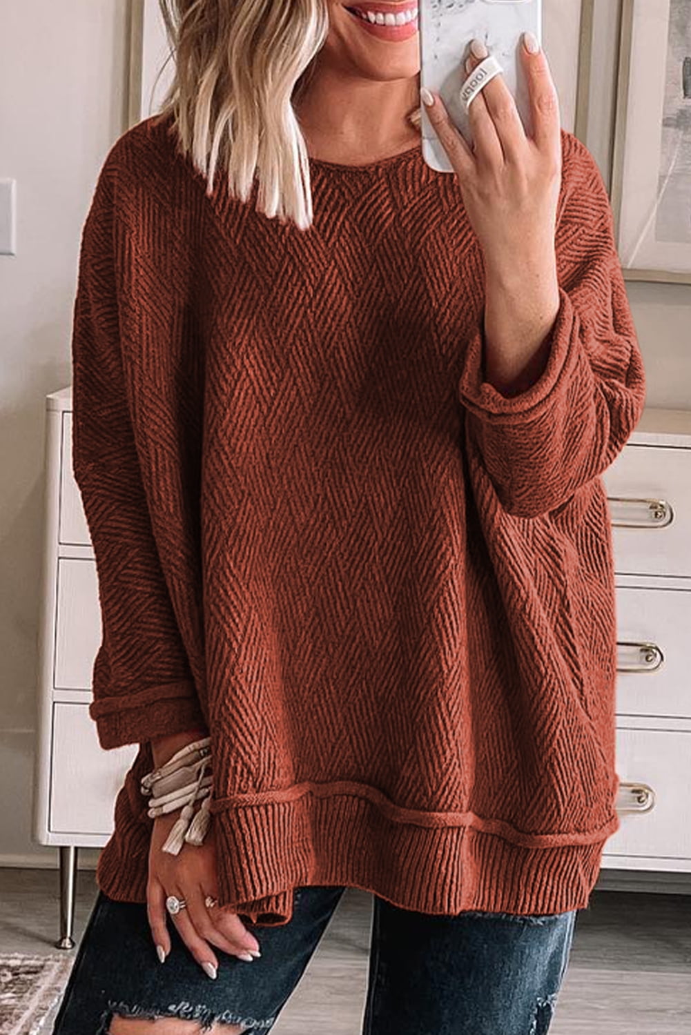 Plusashion Warmth Meets Style: Gold Flame Crew Neck Sweater - Your ...