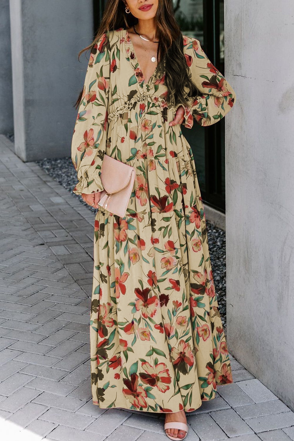 Plusashion Wild Lotus Blossom: Ruffle Tiered Maxi Dress with Distinct ...