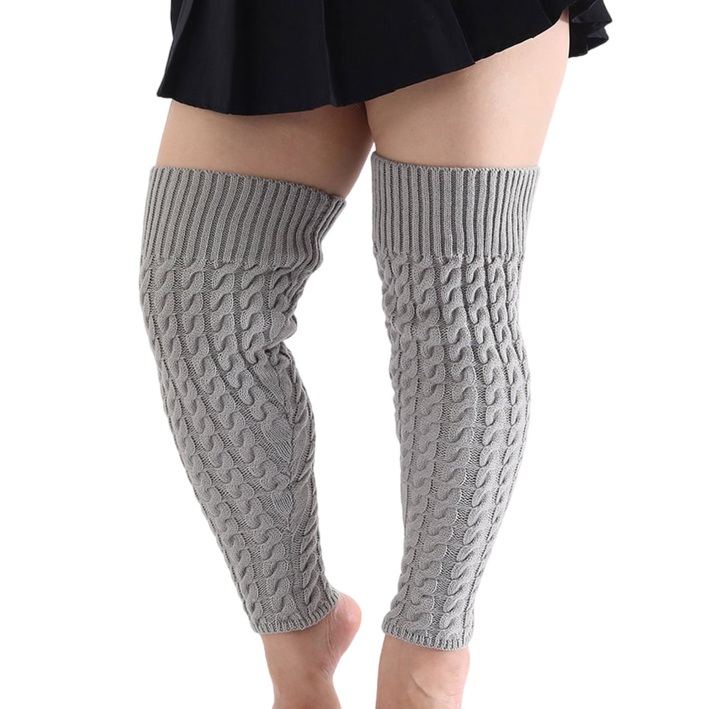 Pluses Size Leg Warmers Knit Over Knee High Footless Socks for Thick ...