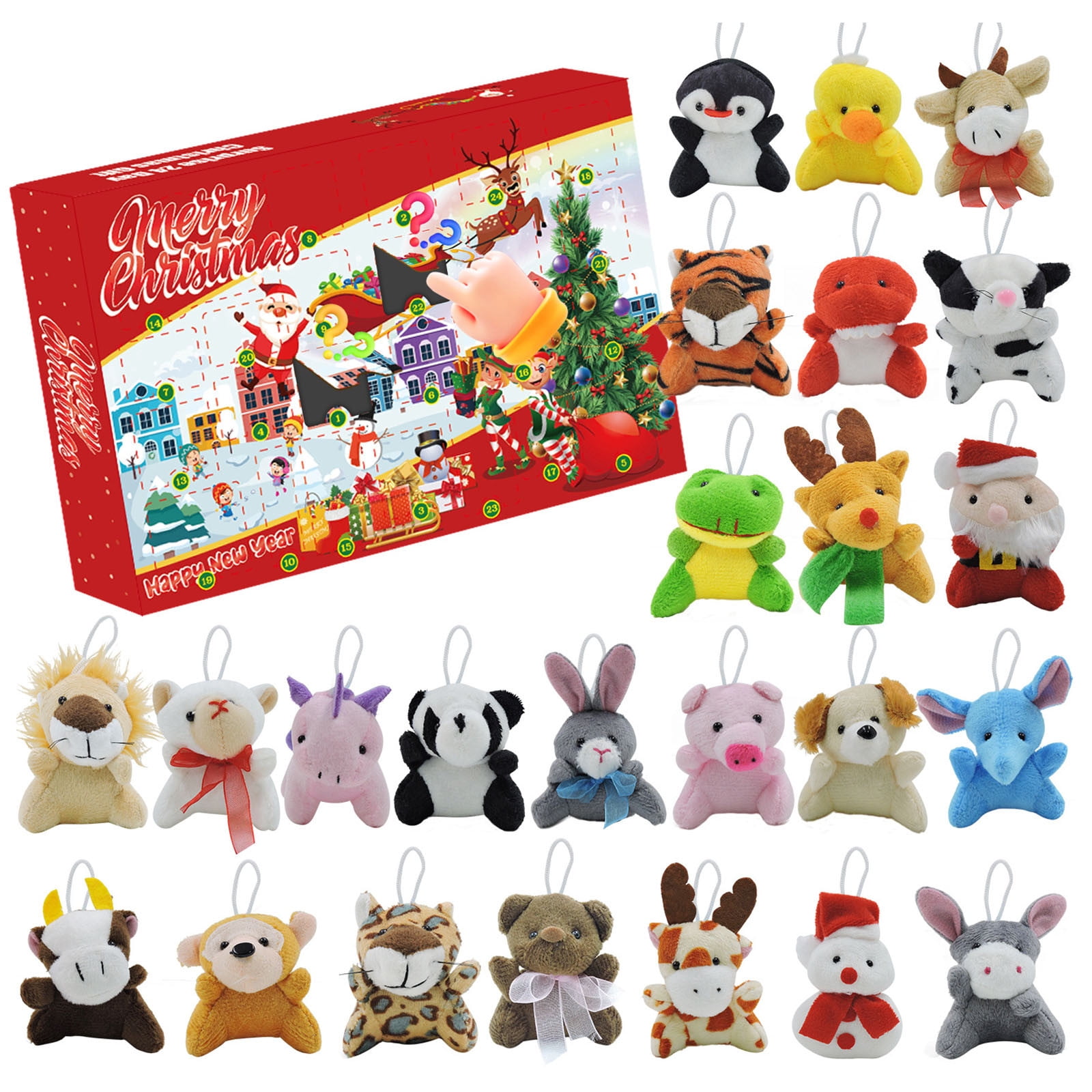 Plush Animal Christmas Advent Calendar with 24 Unique Plush Toys ...