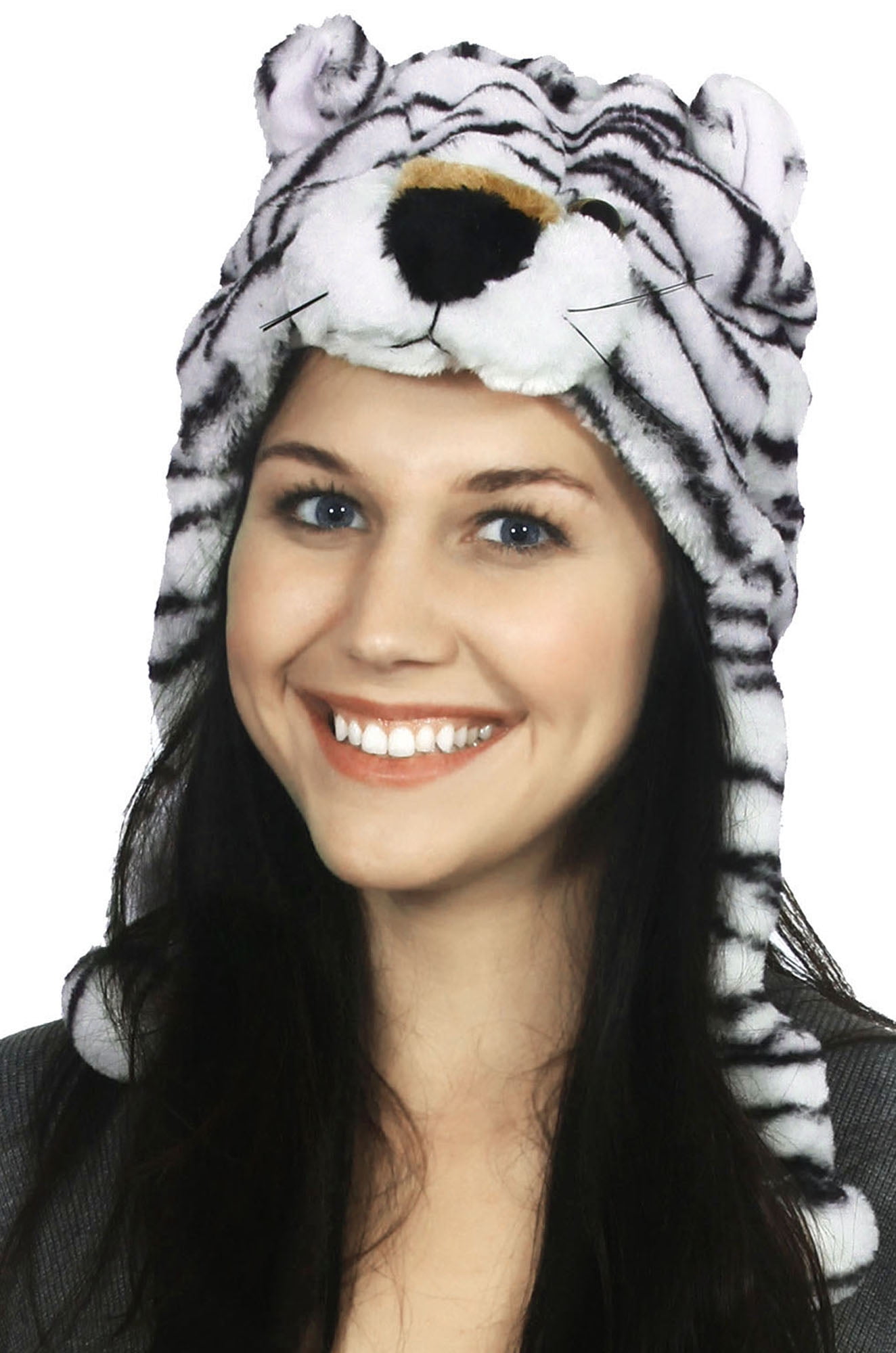 Plush Animal Winter Hat White Tiger - Walmart.com