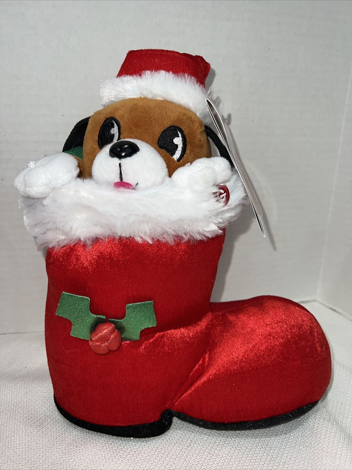 Plush Animated Singing Dancing Light up Christmas Dog in Boot 10" Tall ...
