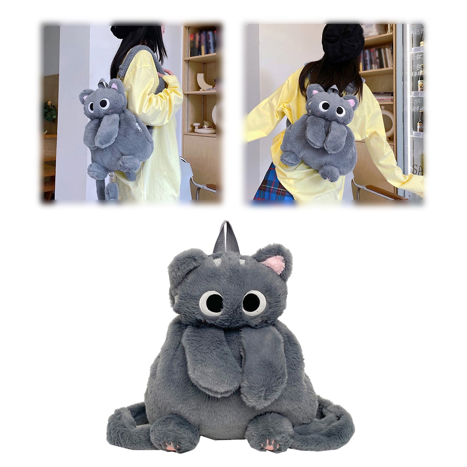 Plush Backpack,Black Cat Backpack,Stuffed Animal Backpack,Animal ...