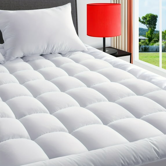 [Plush Bed Topper] Pillow Top Mattress Topper Cooling King, Extra Thick ...