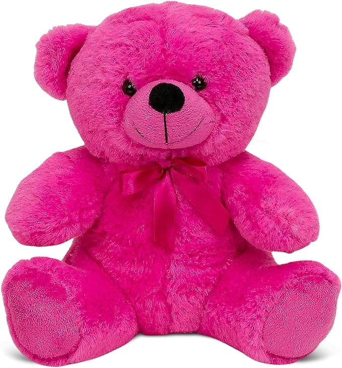 Plush Best Friends Super Color Hot Pink Teddy Bear Stuffed Animal, 9 ...