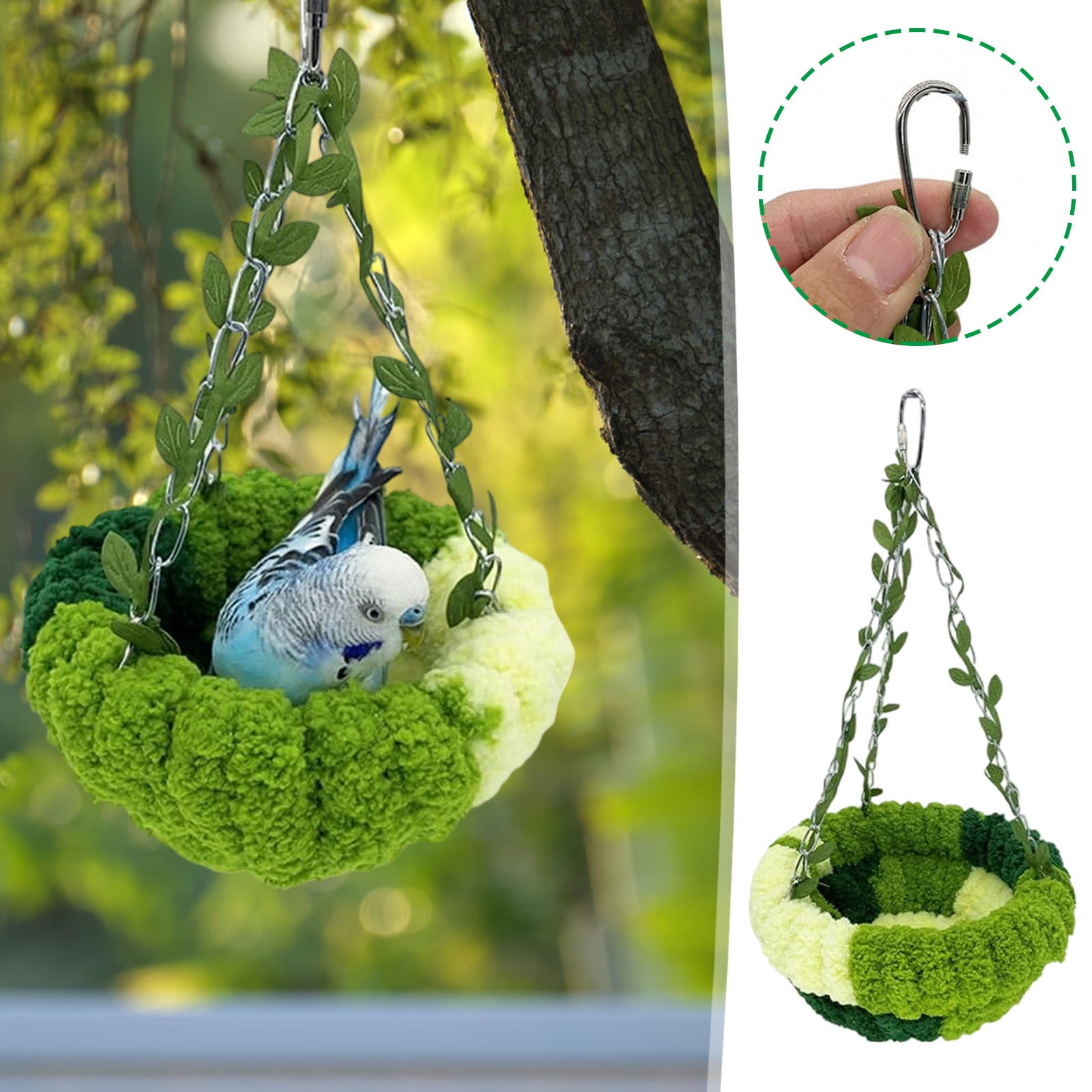 Plush Bird Nest Hammock Bed Hanging Swing, Bird Bed, Parakeet Cage ...